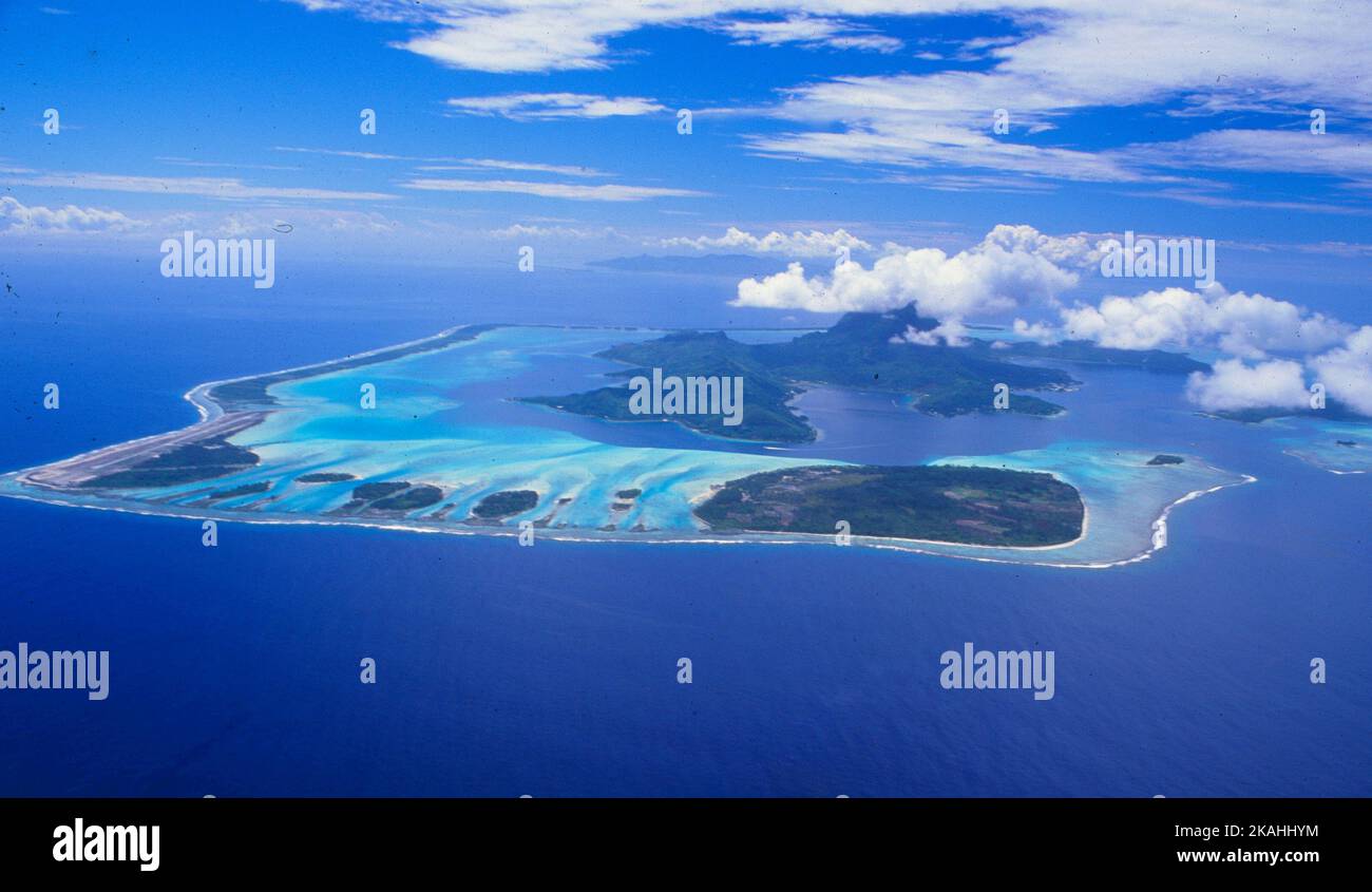 France: Aerial shot of Bora Bora Island in French Polynesia Stock Photo ...