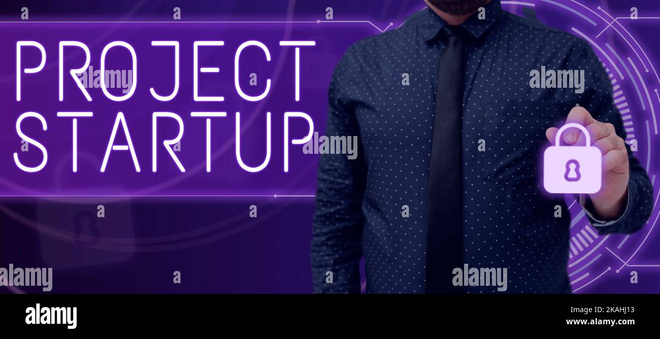 Handwriting text Project Startup. Business showcase the initial ...