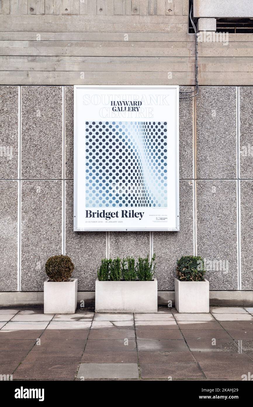 Poster outside the Hayward Gallery for the Bridget Riley 2019 ...