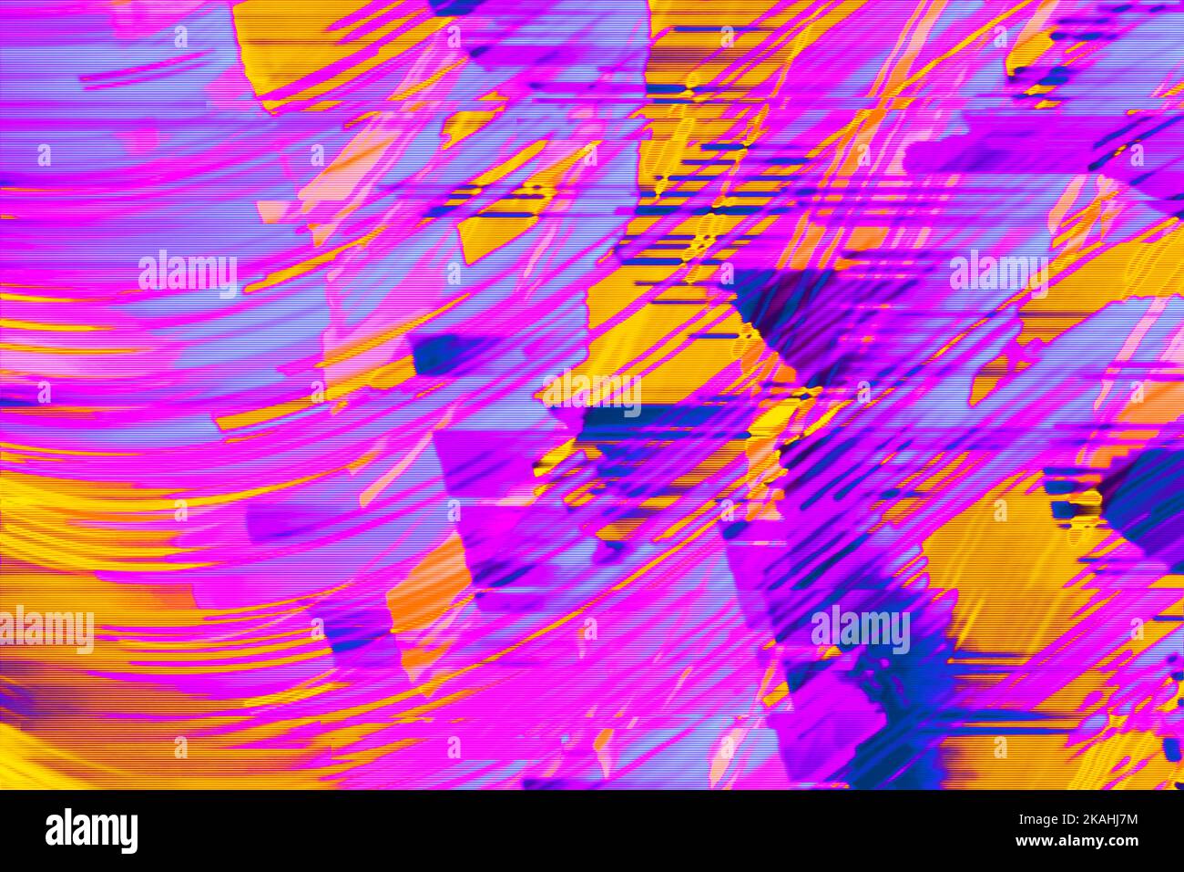 Abstract purple pink orange psychedelic wavy background interlaced digital Distorted Motion ...