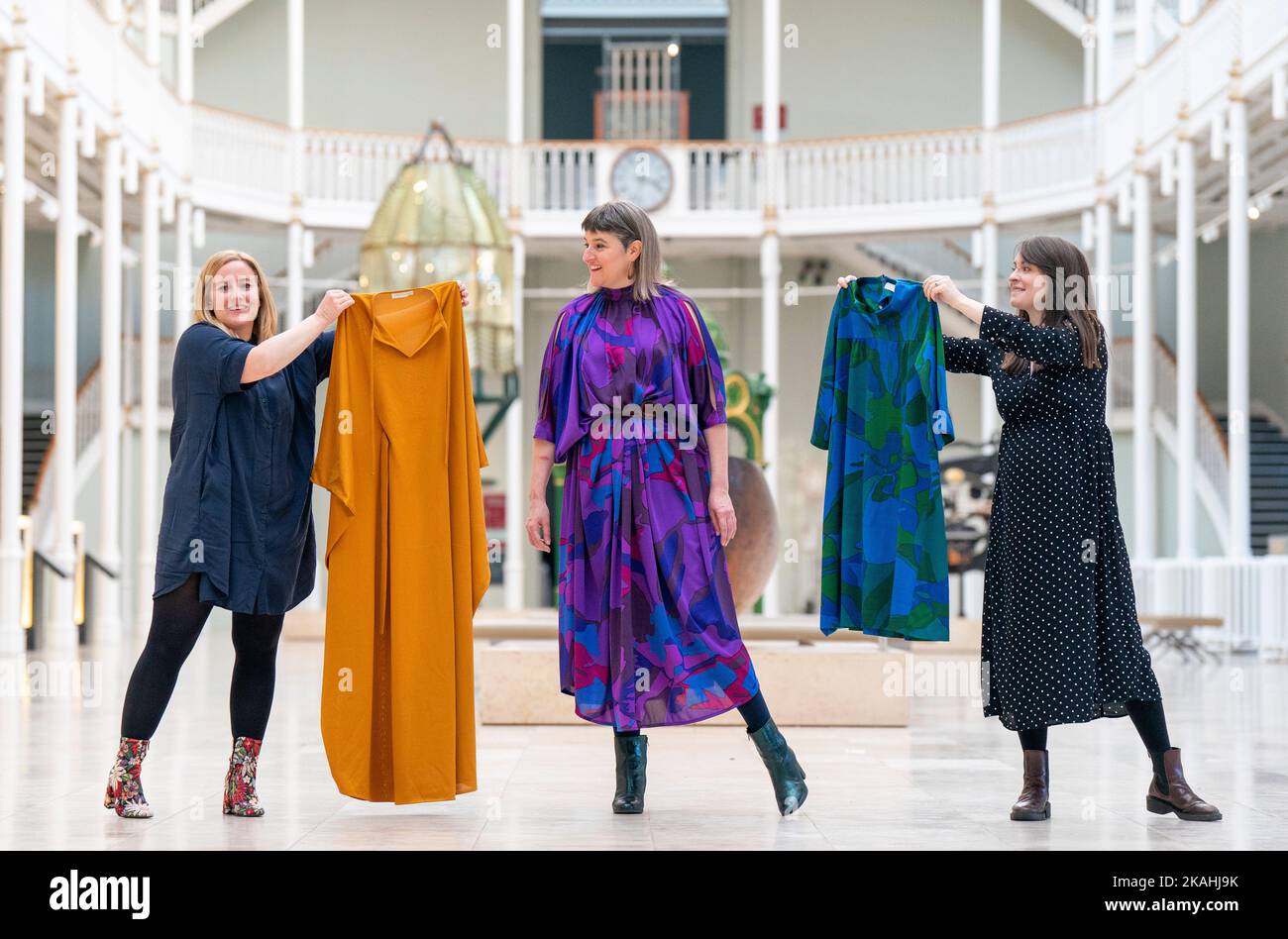 Bernat Klein collector and researcher Grainne Rice (centre) wears one ...