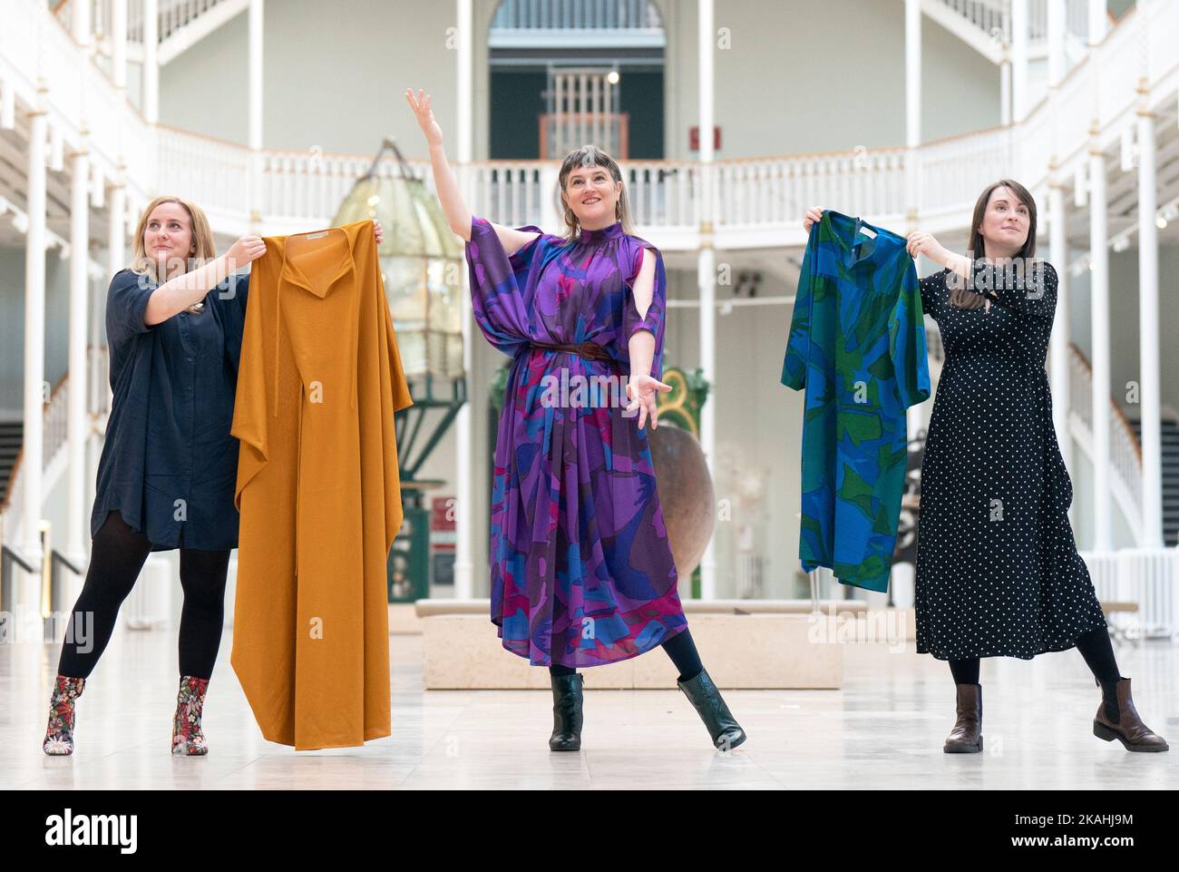 Bernat Klein collector and researcher Grainne Rice (centre) wears one ...