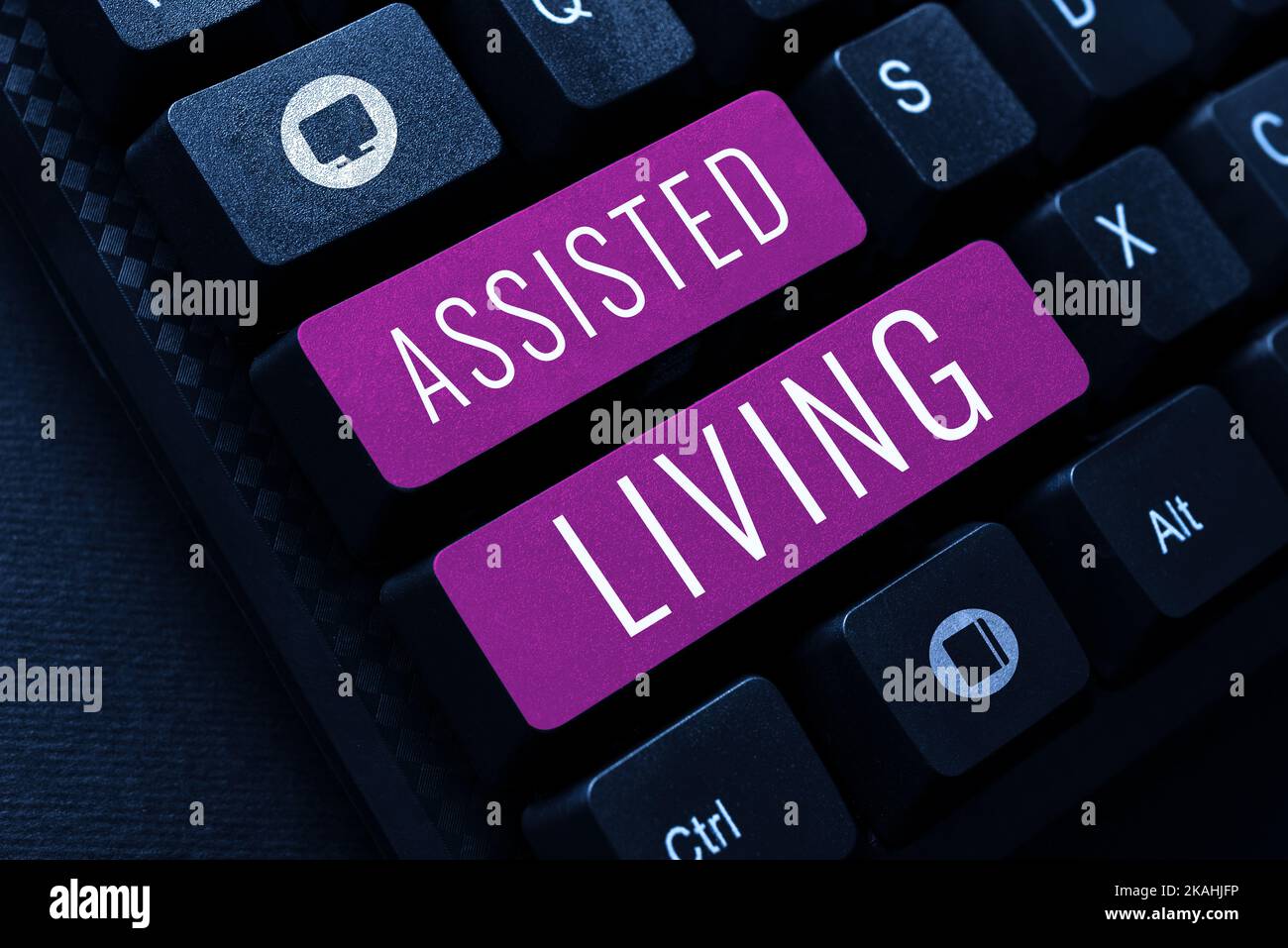 Text caption presenting Assisted Living. Word for person granted ...