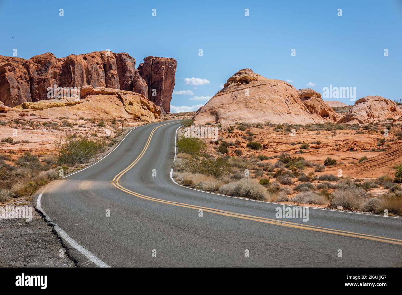 Driving and walking through the Valley of Fire State Park, formed by ...