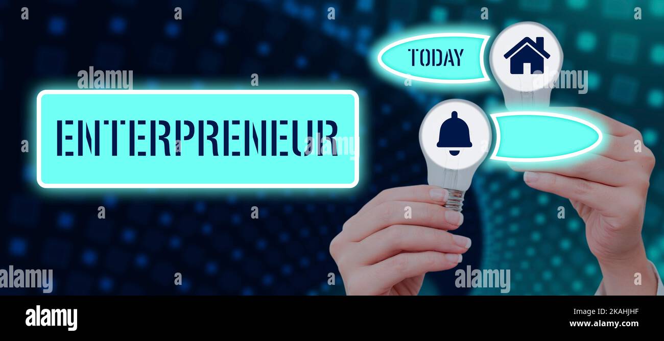 Text sign showing Entrepreneur. Concept meaning enterprise resource ...
