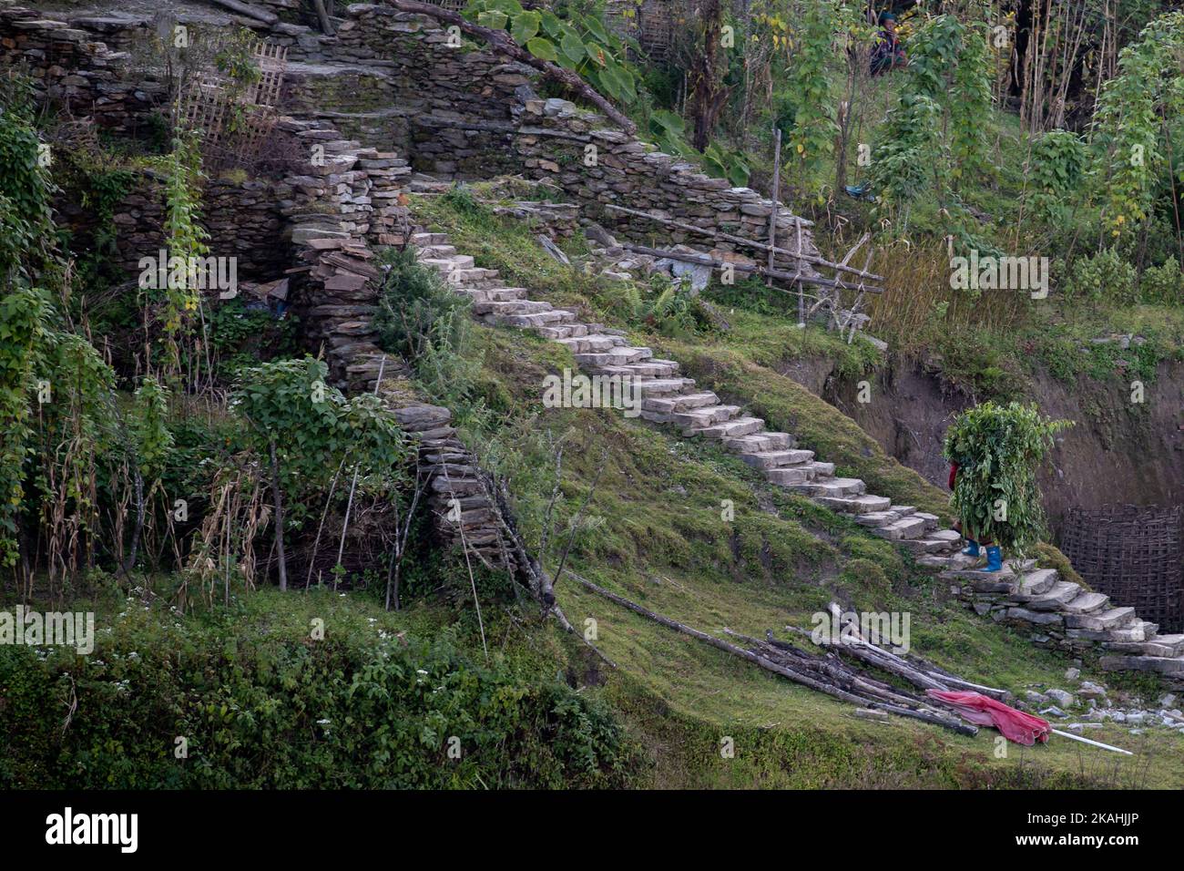 Beautiful Ghale Gau and Bhujung village of Nepal Stock Photo - Alamy