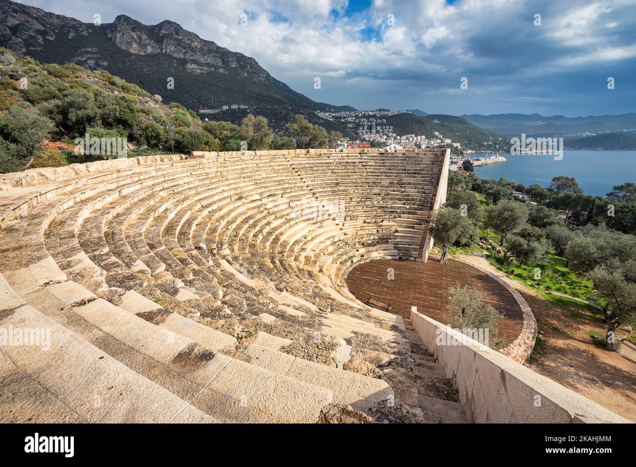 Greek theatre in ancient Greek city of Antiphellos, near modern day Kas ...