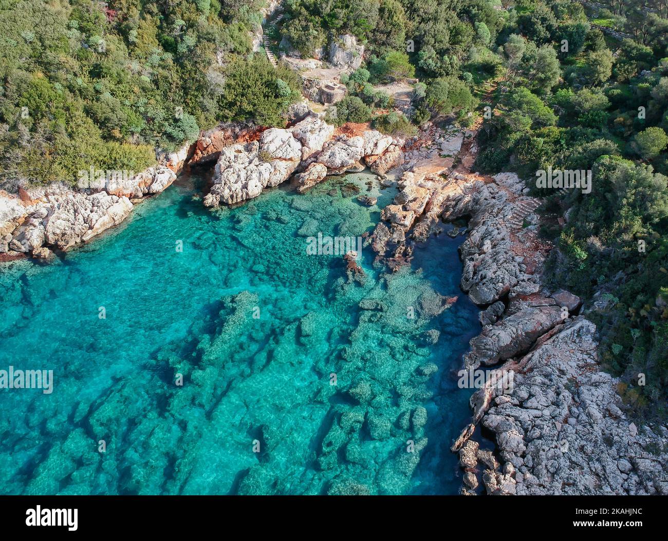 Aerial view on secluded bay near Kas, Turkey Stock Photo - Alamy
