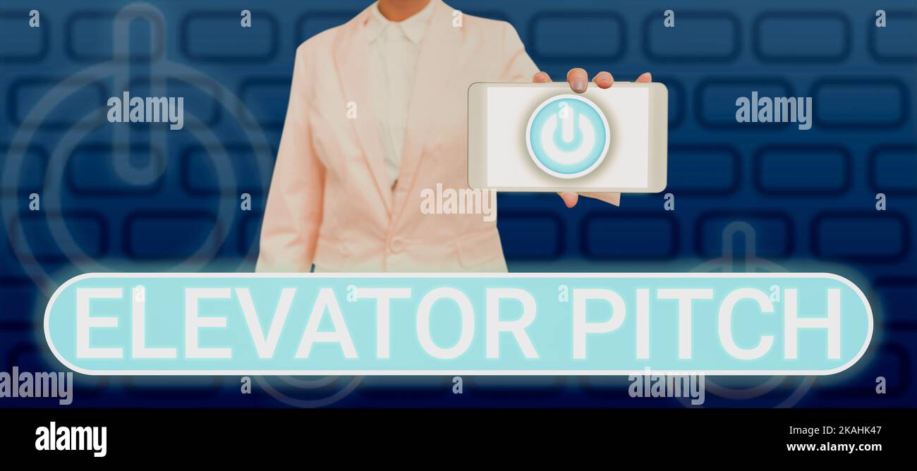 Text sign showing Elevator Pitch. Business approach Discovering the ...