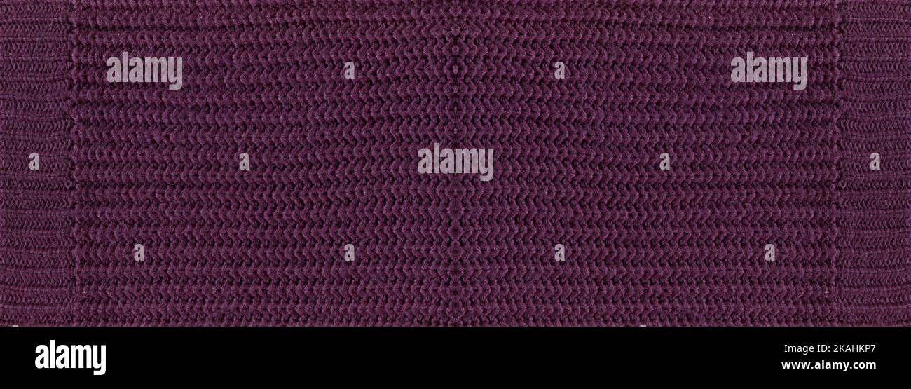 Pattern fabric made of wool. Handmade knitted fabric purple wool ...