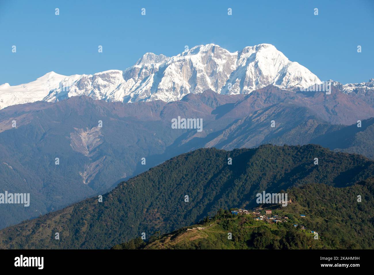 Beautiful Ghale Gau and Bhujung village of Nepal Stock Photo - Alamy