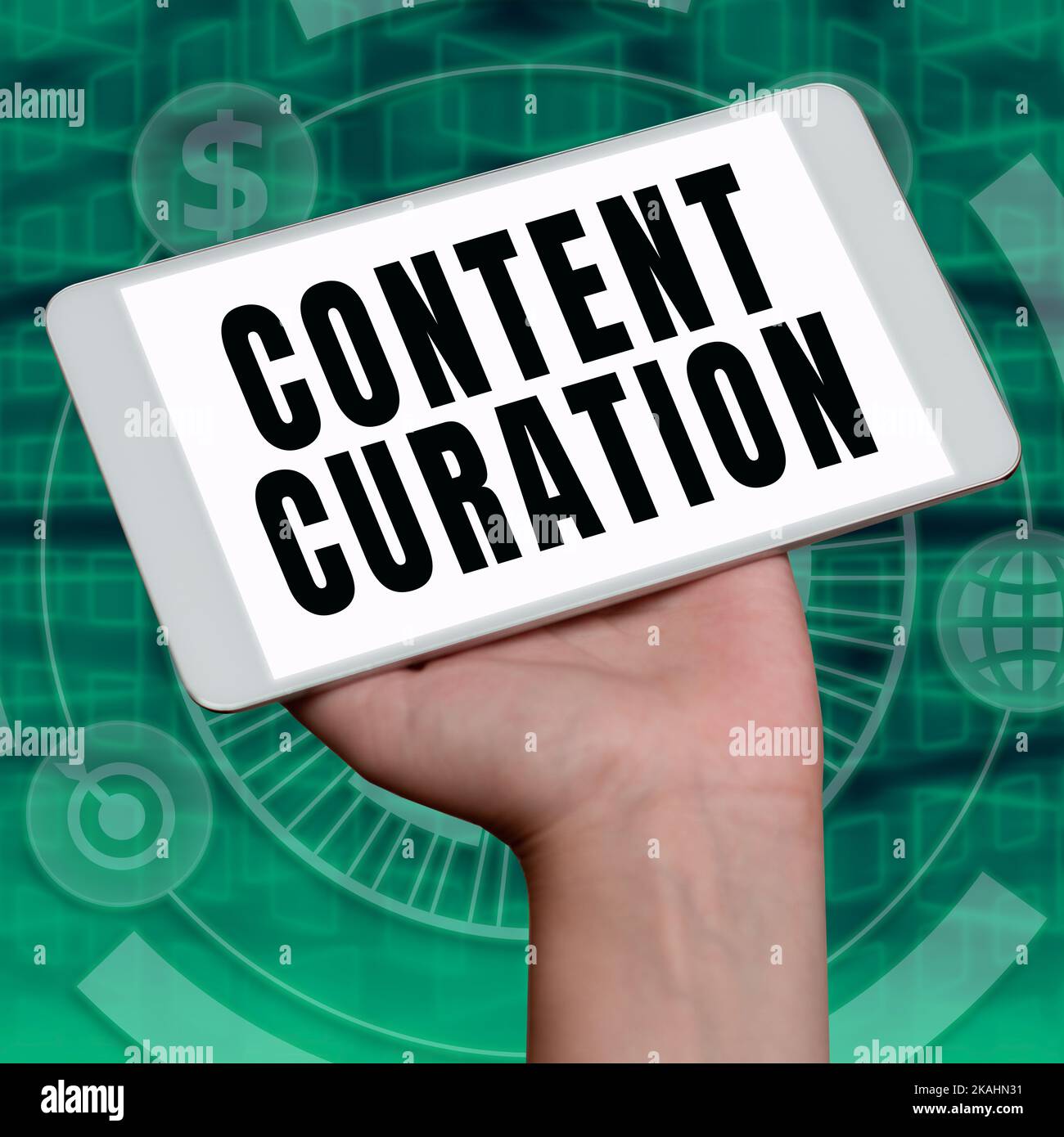 Text caption presenting Content Curation. Business idea establish a fluid workflow around the ...