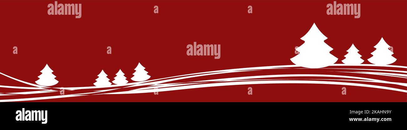 Christmas. Abstract vector illustration. Winter landscape, red banner ...