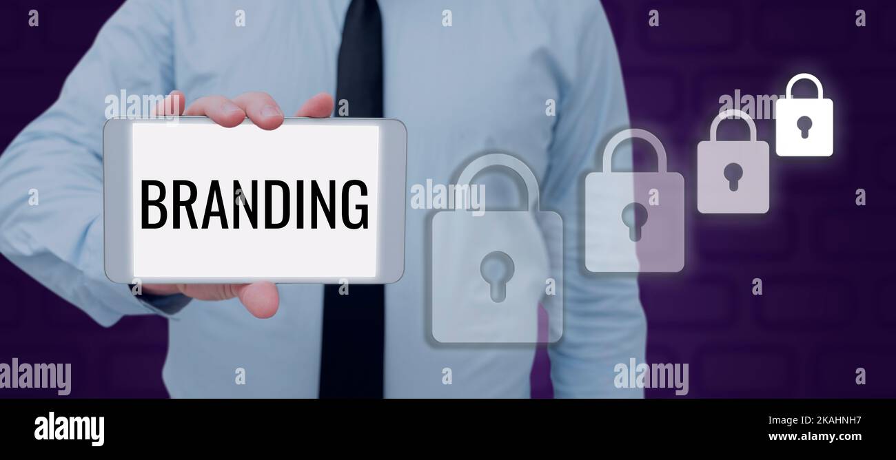 Text showing inspiration Branding. Business showcase promotion of ...