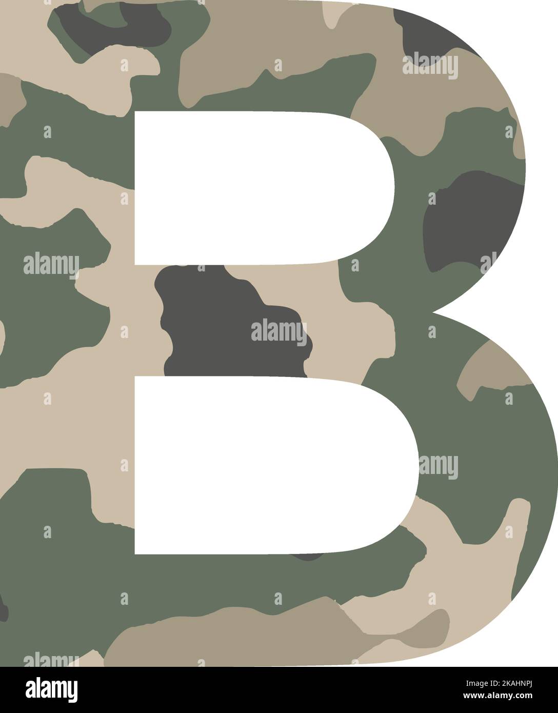 English alphabet letter B, khaki style isolated on white background ...