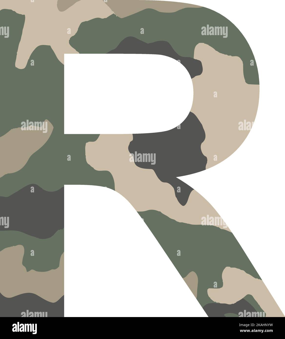 English alphabet letter R, khaki style isolated on white background ...