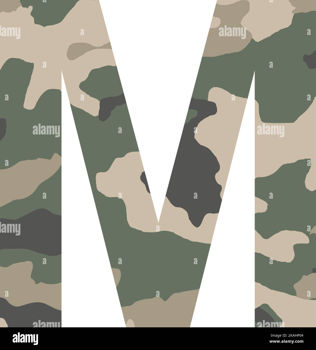 English alphabet letter M, khaki style isolated on white background ...