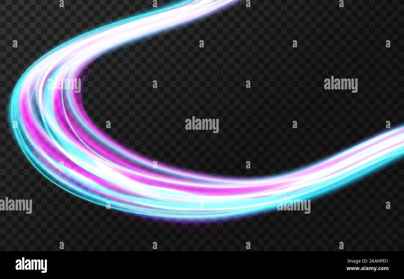 Smooth curved lines with a magical light effect.Luminous neon shape in ...