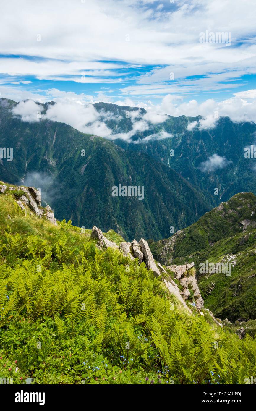 Beautiful mountains peaks and waterfalls in the background. Shrikhand Mahadev Kailash Himalaya ...