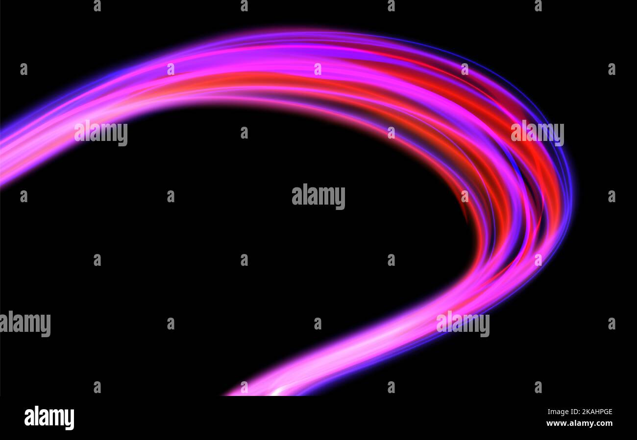 Smooth curved lines with a magical light effect.Luminous neon shape in ...