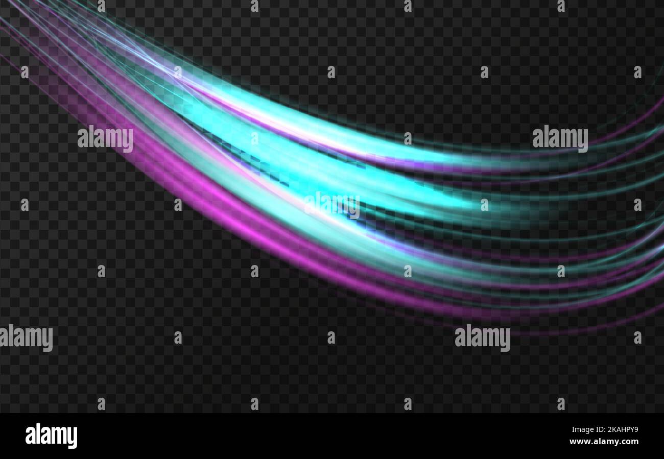 Smooth curved lines with a magical light effect.Luminous neon shape in ...