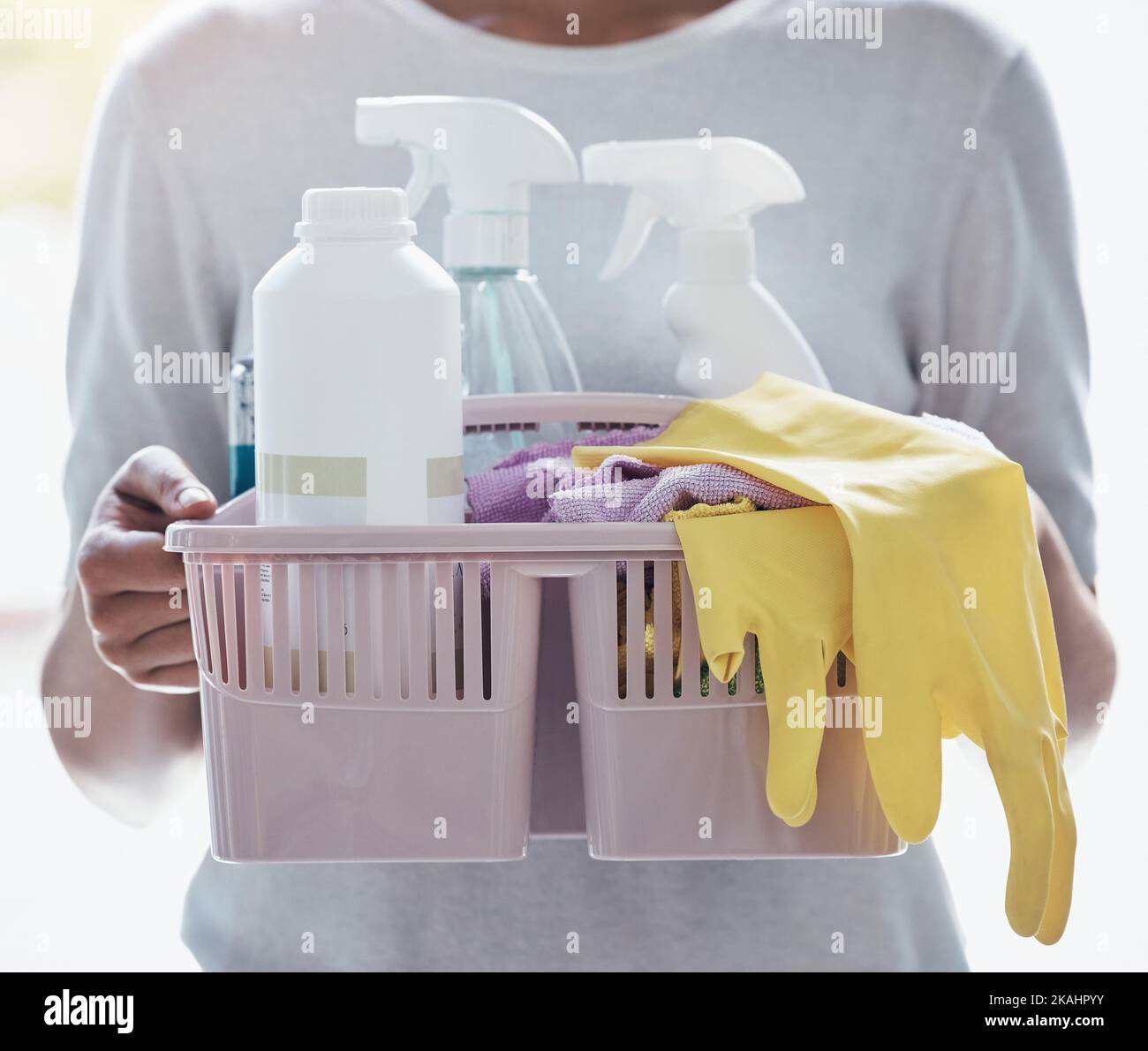 Cleaning service, product basket and cleaner hands for career working ...