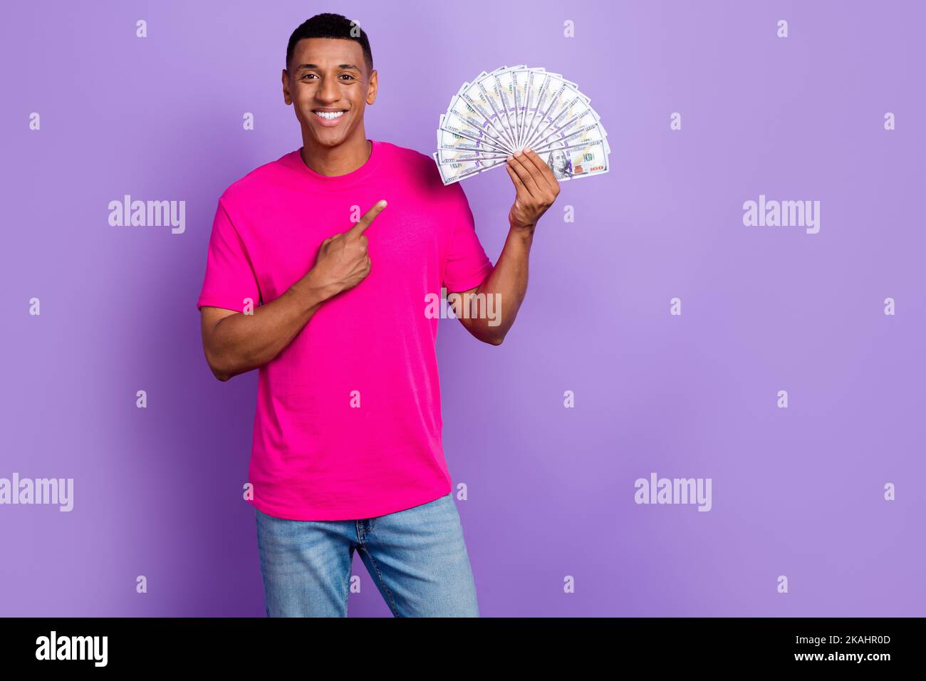 Photo of young positive student successful guy wear stylish outfit ...