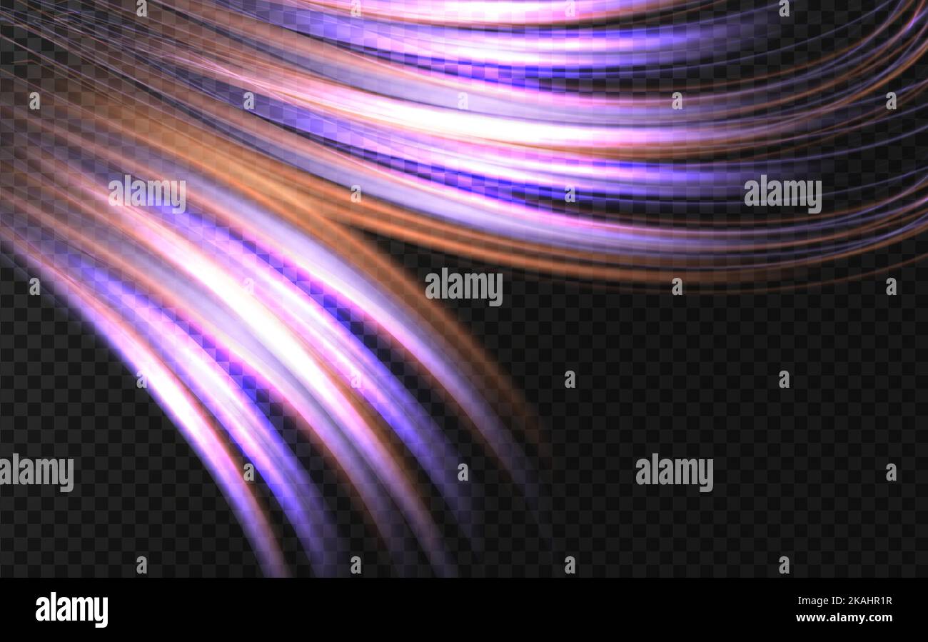 Smooth curved lines with a magical light effect.Luminous neon shape in ...