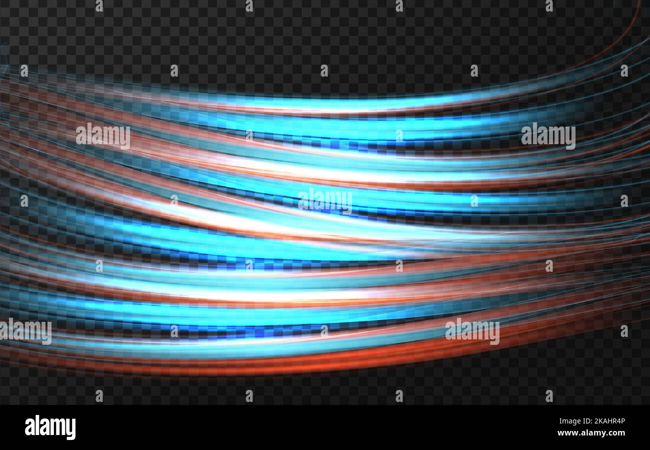 Smooth curved lines with a magical light effect.Luminous neon shape in ...