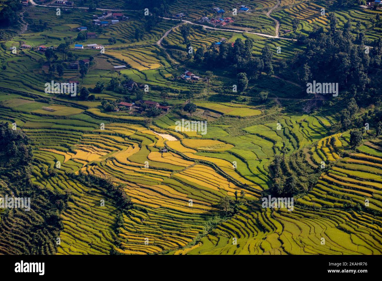 Beautiful Ghale Gau and Bhujung village of Nepal Stock Photo - Alamy