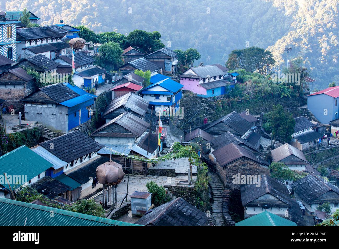 Beautiful Ghale Gau and Bhujung village of Nepal Stock Photo - Alamy