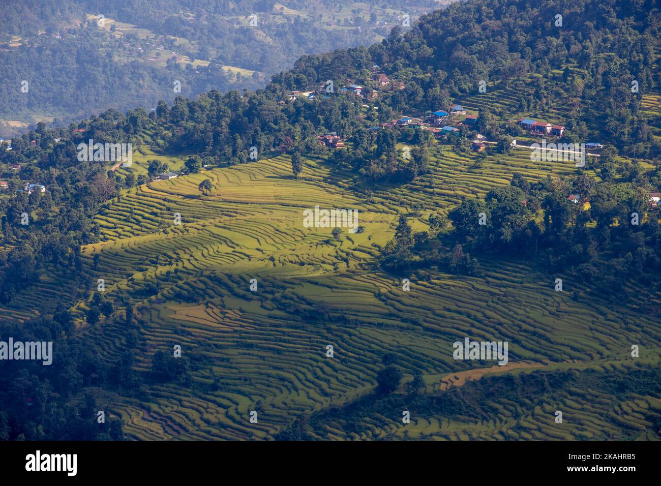 Beautiful Ghale Gau and Bhujung village of Nepal Stock Photo - Alamy