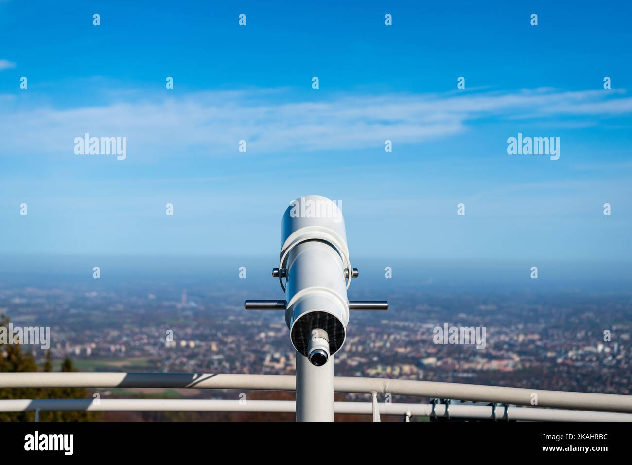 Telescope placed on viewing platform on Szyndzielnia Mountain in ...