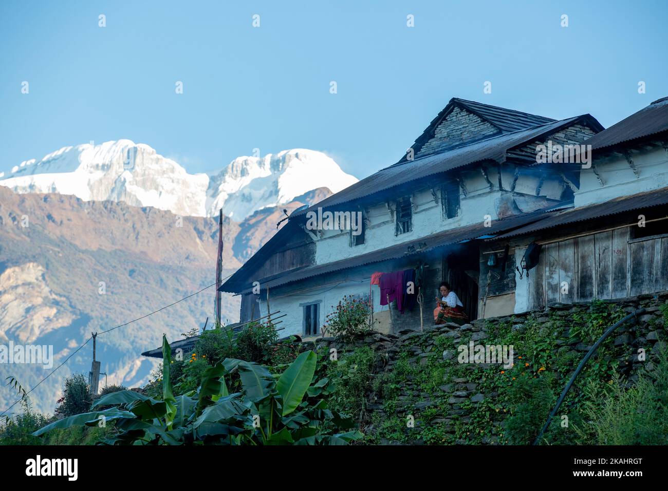 Beautiful Ghale Gau and Bhujung village of Nepal Stock Photo - Alamy