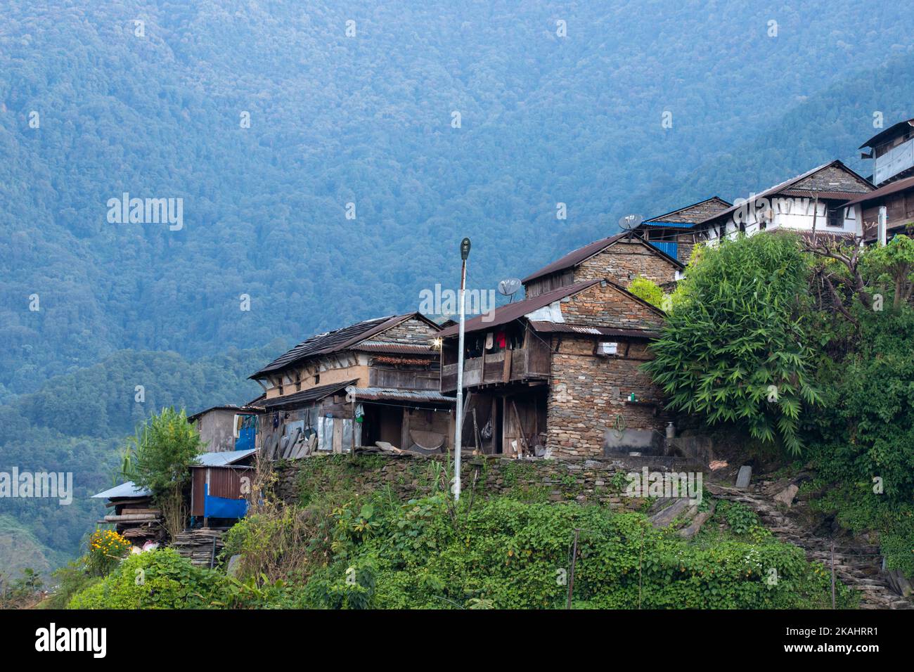 Beautiful Ghale Gau and Bhujung village of Nepal Stock Photo - Alamy