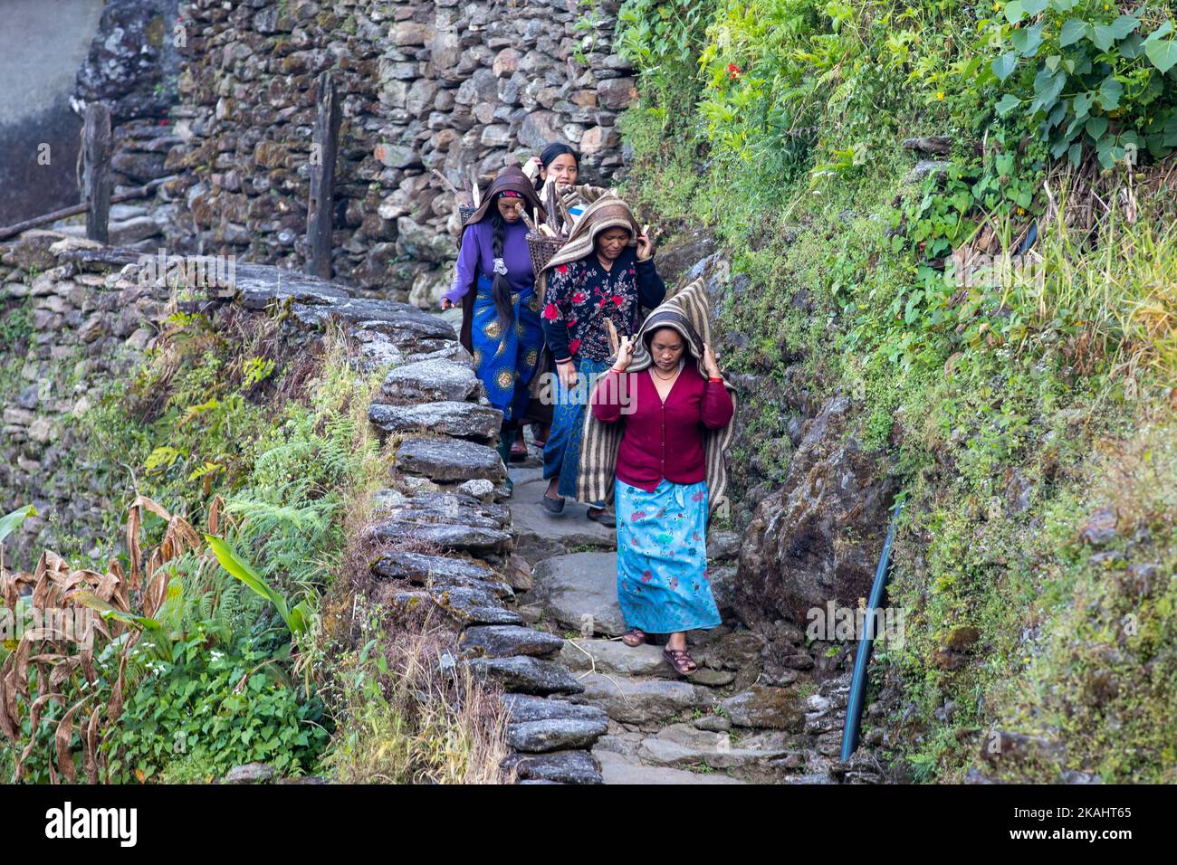 Beautiful Ghale Gau and Bhujung village of Nepal Stock Photo - Alamy