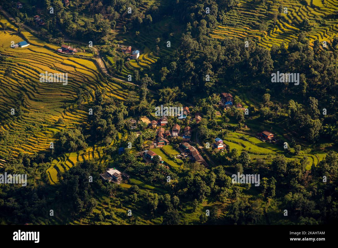 Beautiful Ghale Gau and Bhujung village of Nepal Stock Photo - Alamy