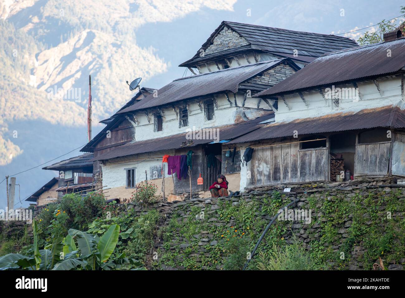 Beautiful Ghale Gau and Bhujung village of Nepal Stock Photo - Alamy