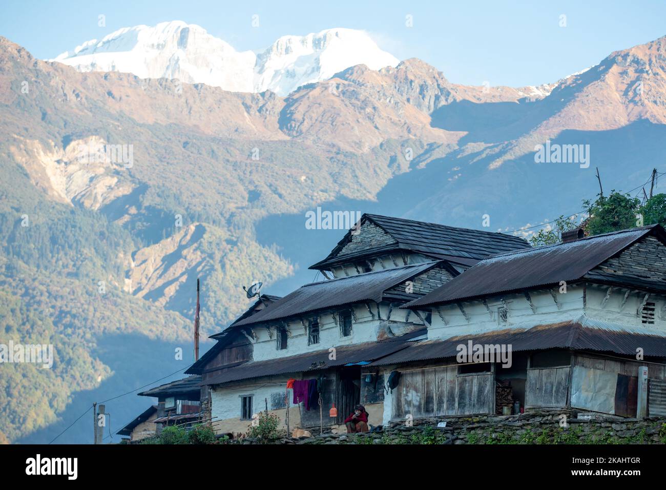 Beautiful Ghale Gau and Bhujung village of Nepal Stock Photo - Alamy