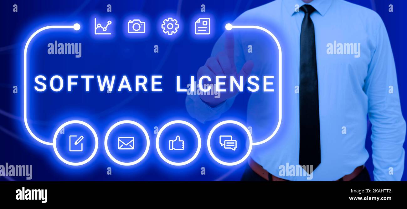 Writing displaying text Software License. Concept meaning delivery of a ...