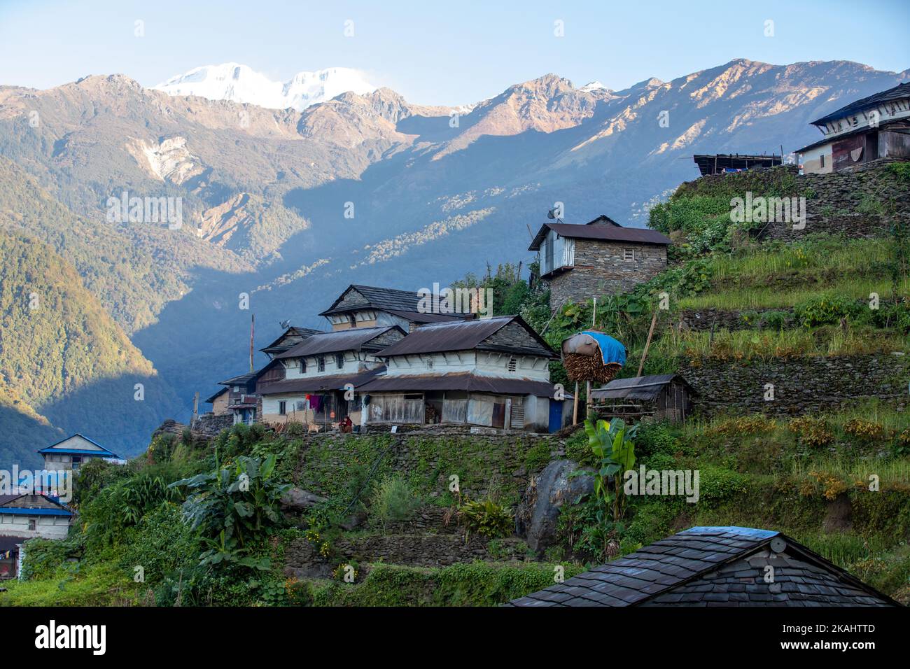 Beautiful Ghale Gau and Bhujung village of Nepal Stock Photo - Alamy
