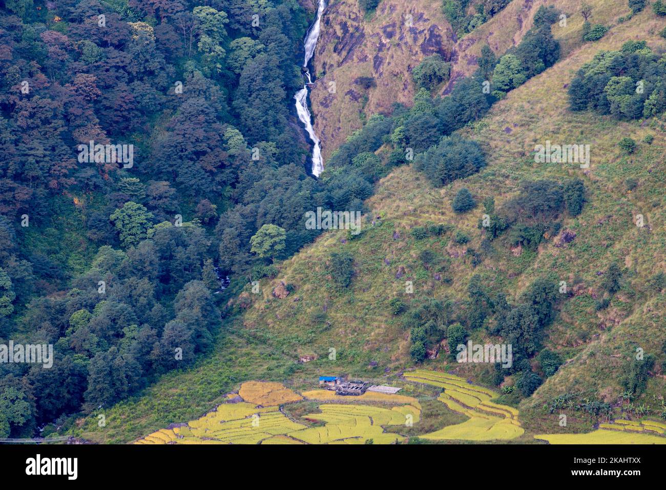 Beautiful Ghale Gau and Bhujung village of Nepal Stock Photo - Alamy