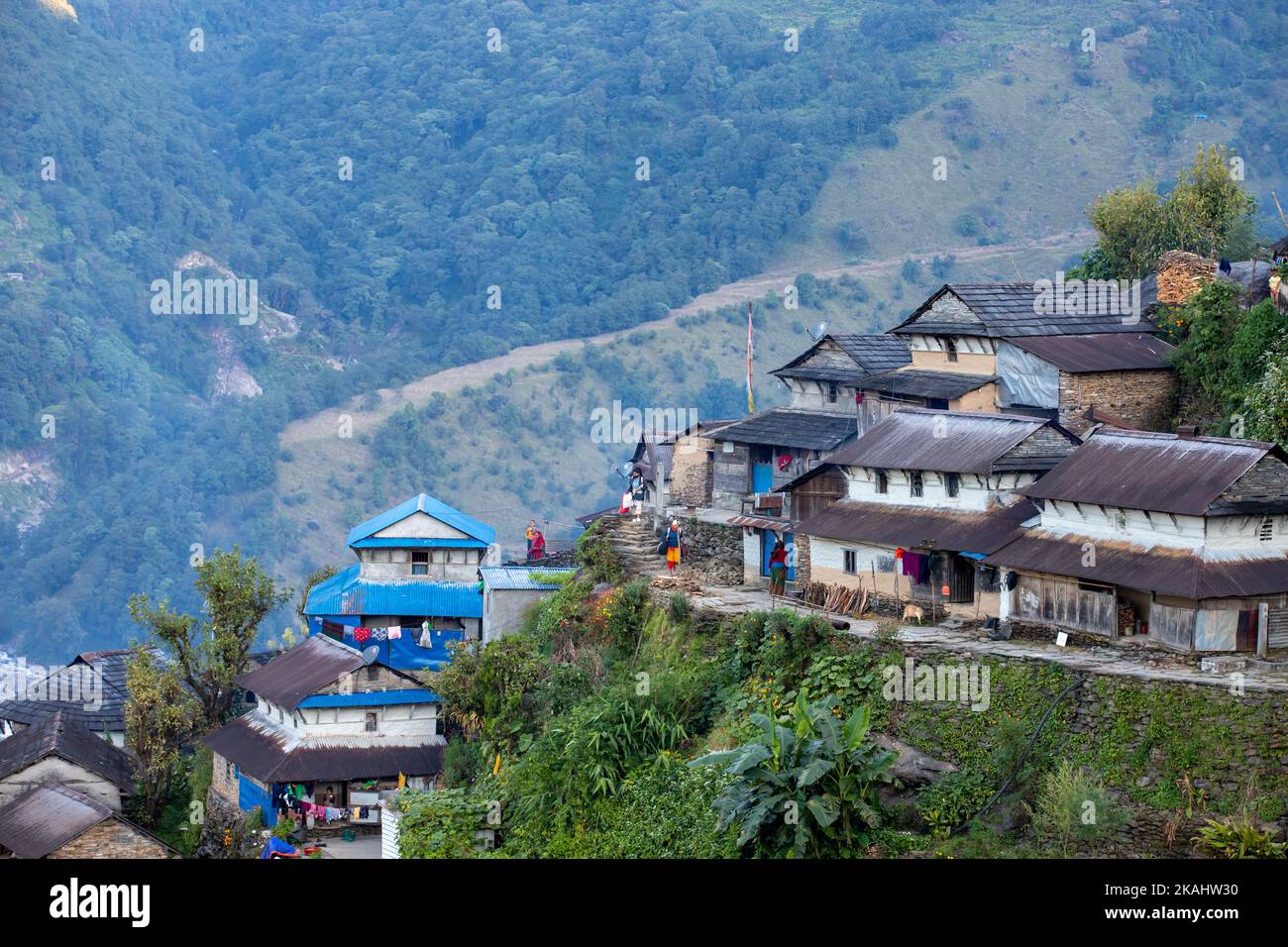 Beautiful Ghale Gau and Bhujung village of Nepal Stock Photo - Alamy
