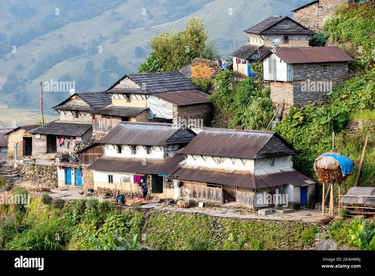 Beautiful Ghale Gau and Bhujung village of Nepal Stock Photo - Alamy