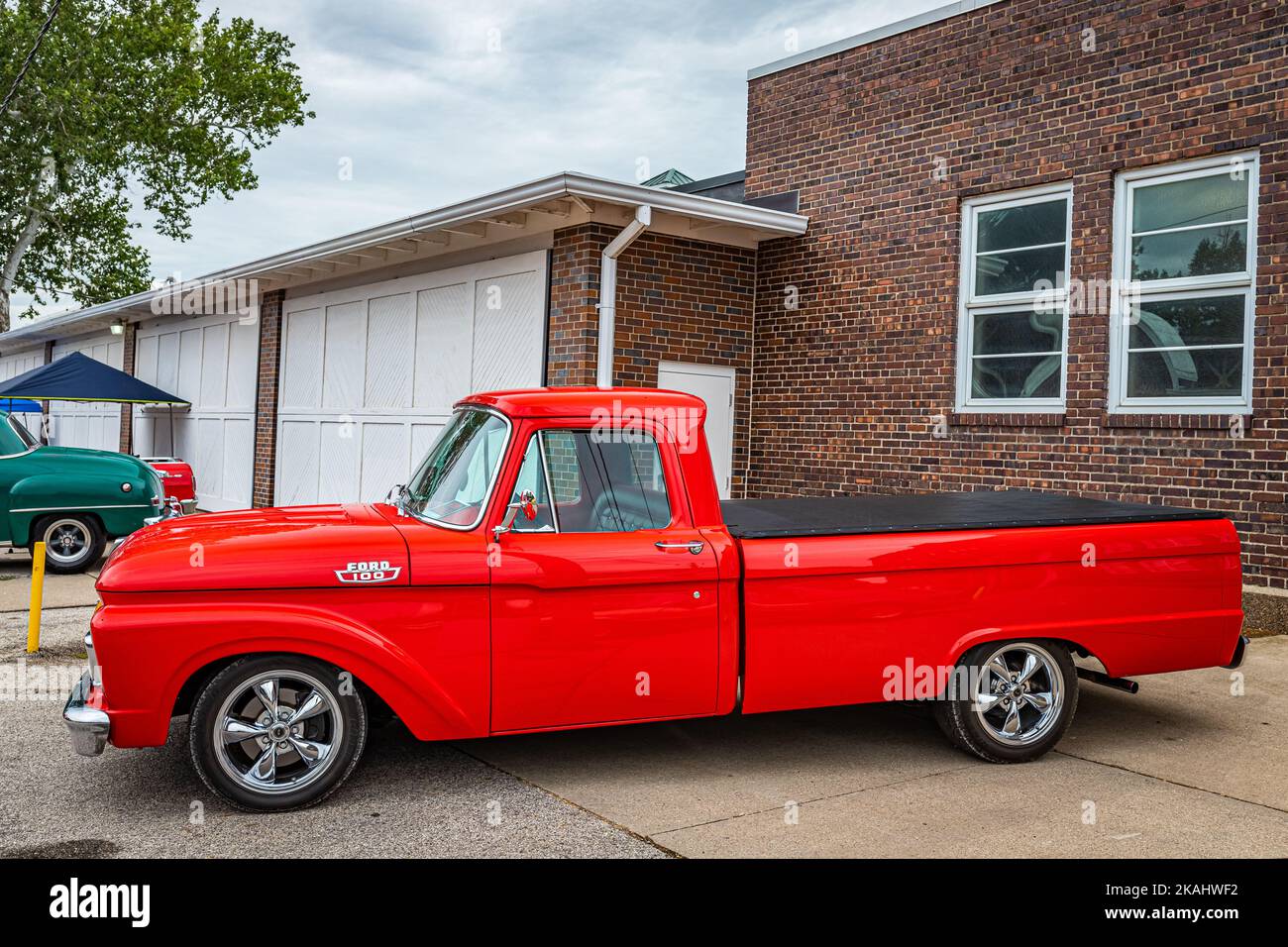 Des Moines, IA - July 01, 2022: High perspective side view of a 1964 ...