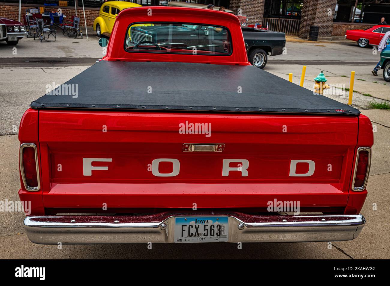 Des Moines, IA - July 01, 2022: High perspective rear view of a 1964 ...