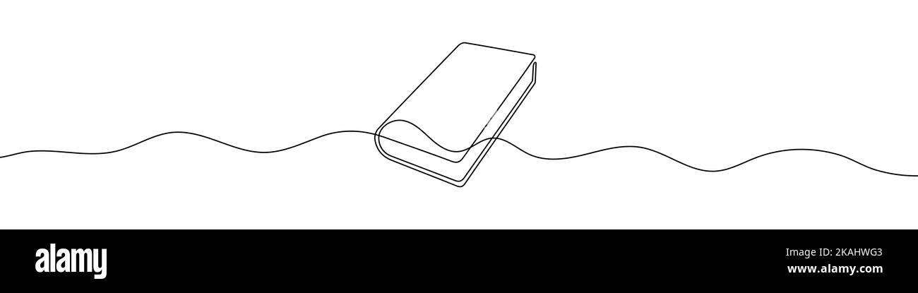 Continuous one line drawing silhouette of book. The book linear icon ...