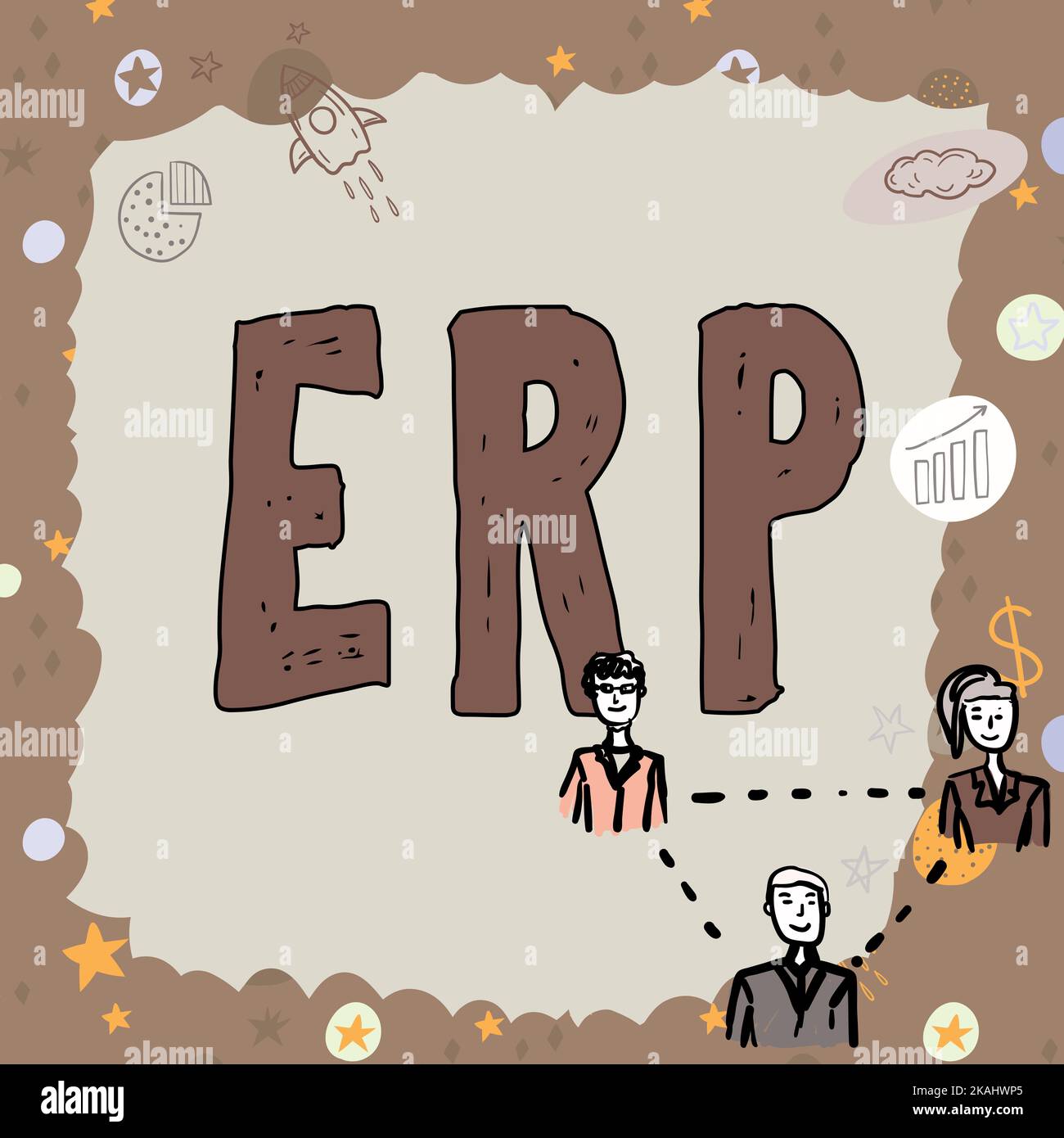 Sign displaying Erp. Concept meaning enterprise resource planning centralized database for ...