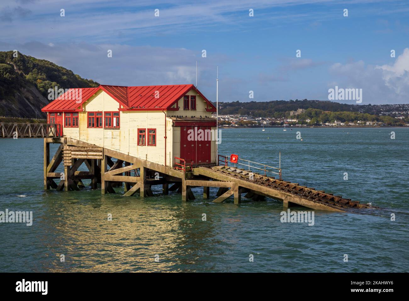 The old RNLI Lifeboat station at the Mumbles Pier, Gower Peninsula ...
