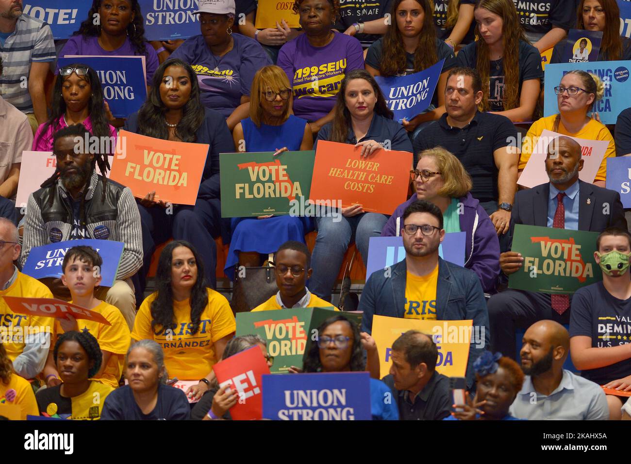 Attendees cheer during a rally at Florida Memorial University on ...